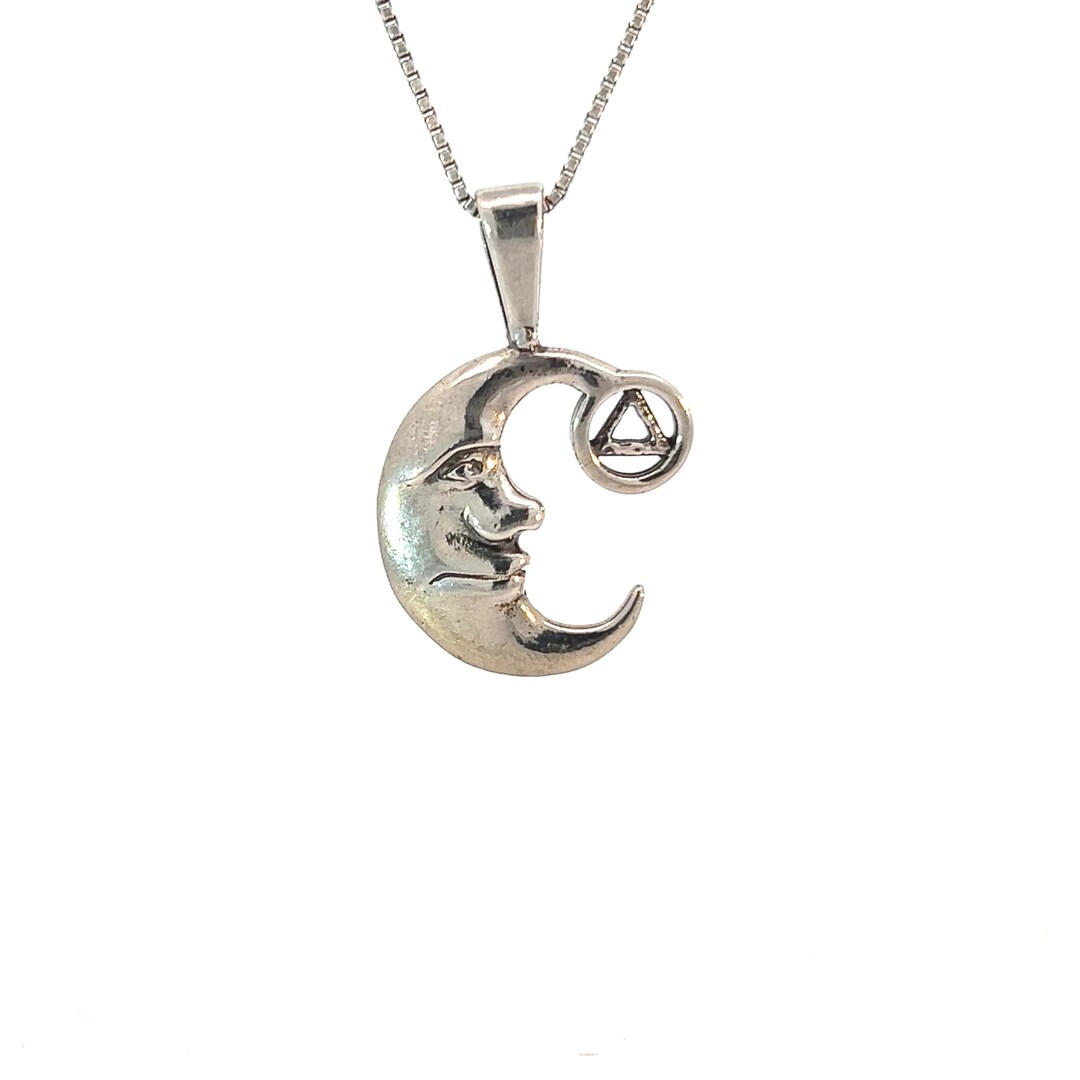 Alcoholics Anonymous Sterling Silver Pendant, "man on the Moon" With AA ...