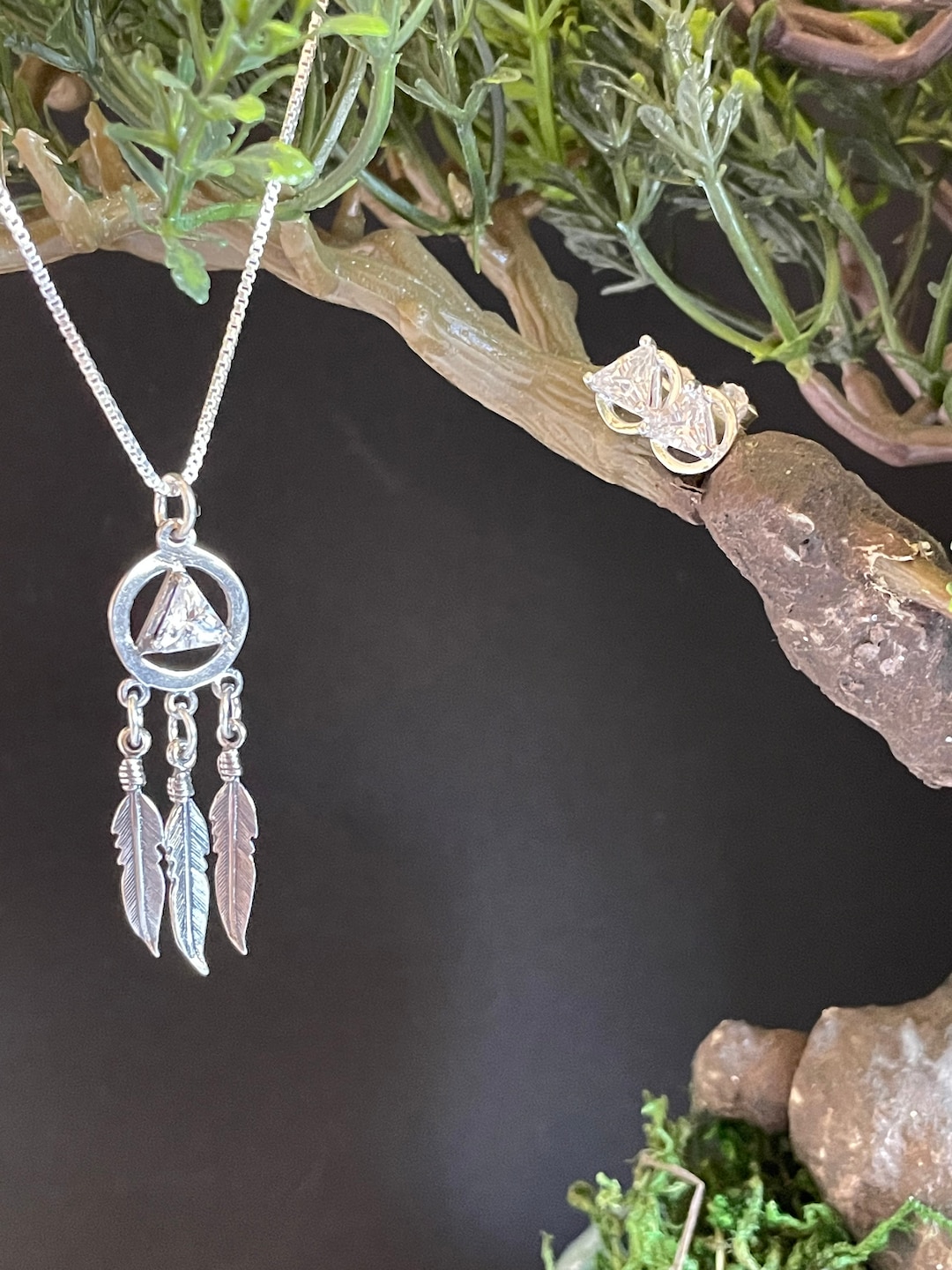 Alcoholics Anonymous Necklace and Earrings Set Sterling Silver, AA ...