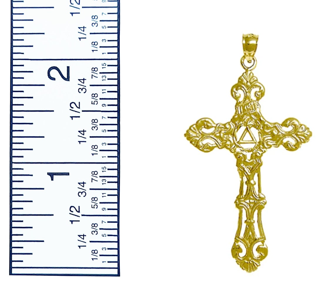 14K Gold AA Recovery Cross Pendant - Alcoholics Anonymous Sobriety Gift ...