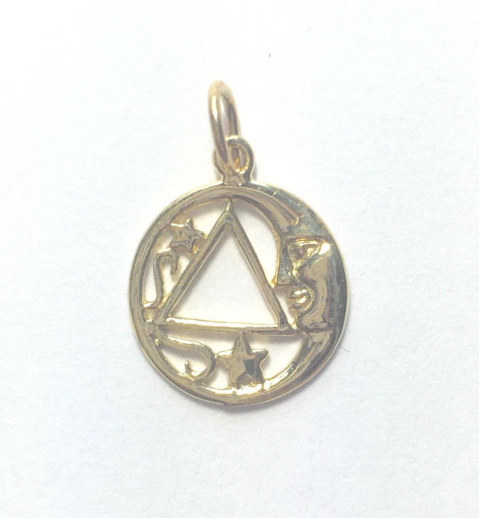 Alcoholics Anonymous 14k Gold Moon and Star Pendant With AA - Etsy