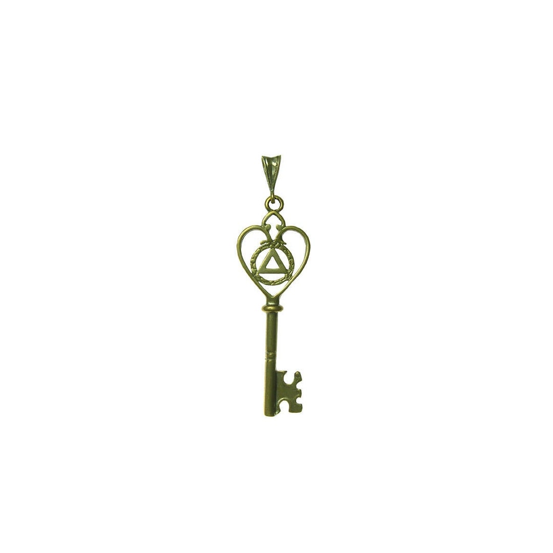 Alcoholics Anonymous Brass Pendant, Old Style Heart Shaped Key With AA ...