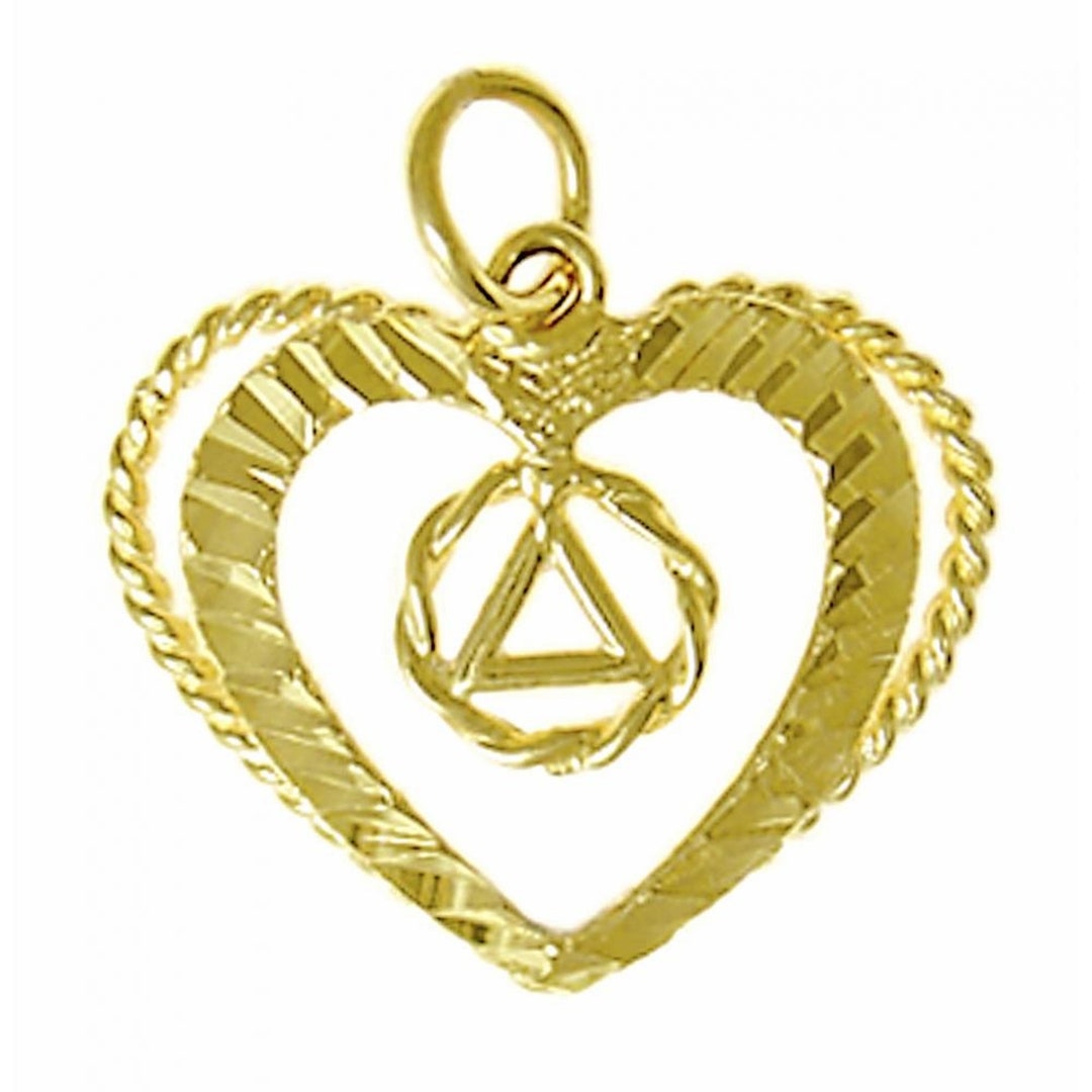 Alcoholics Anonymous 14k Gold Pendant, AA Symbol in a Small Twist Wire ...