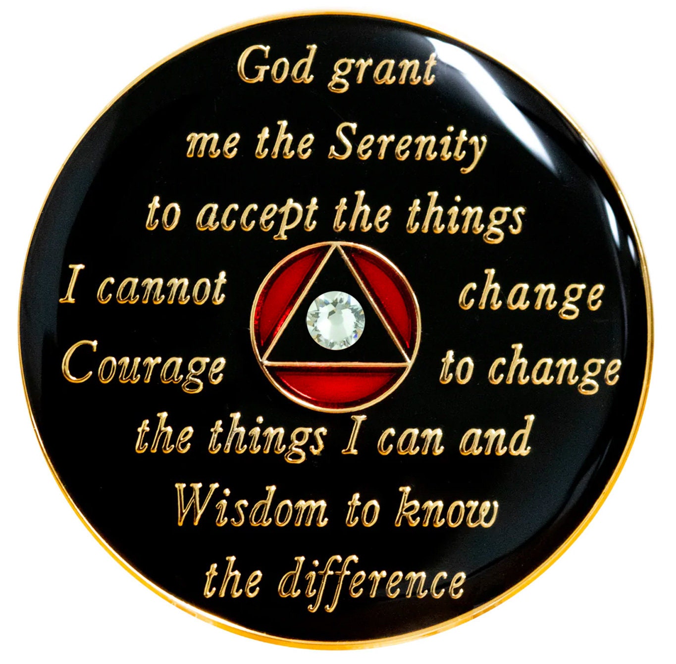 AA Chip | AA Sobriety Chip | Red Timeless AA Coin With Diamond Bling ...