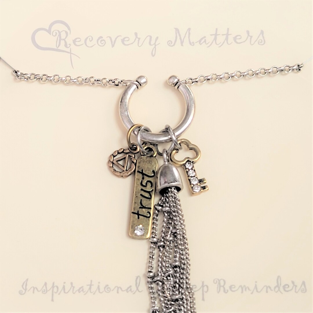 Recovery Necklace, trust With a Tassel and Charms by Recovery Matters ...