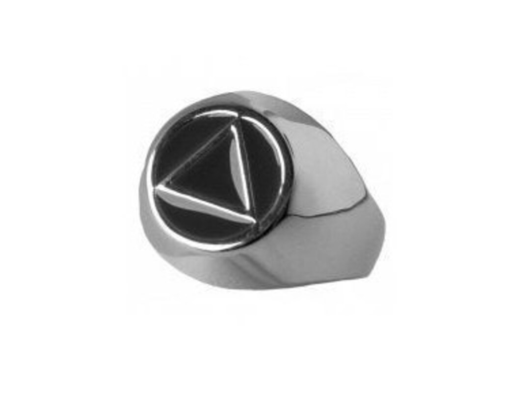 Alcoholics Anonymous Men's Ring Sterling Silver , AA Symbol With Black ...