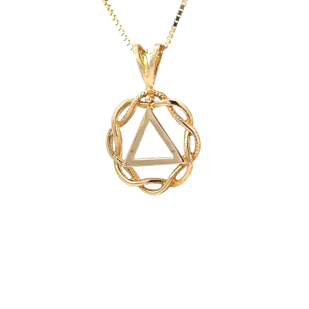 14K Gold AA Symbol Pendant: Alcoholics Anonymous Sobriety Gift - Etsy