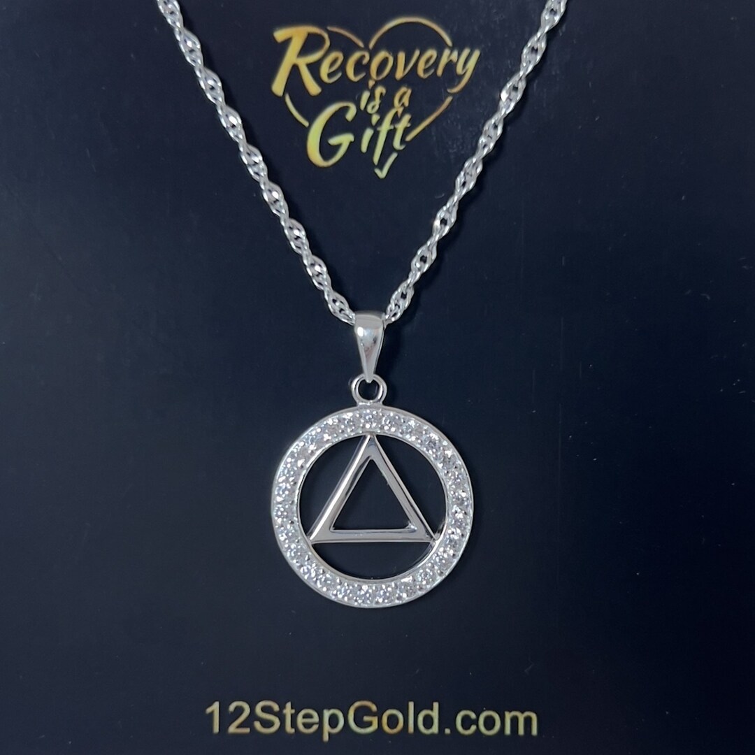 Alcoholics Anonymous Pendant and Chain, AA Symbol CZ Pendant With ...