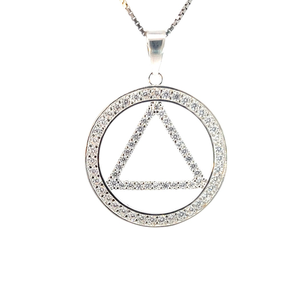 Alcoholics Anonymous Sterling Silver, AA Symbol Pendant Cz's With or ...