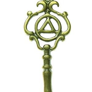 Alcoholics Anonymous Brass Pendant, AA Symbol Inside Antique Style Key ...