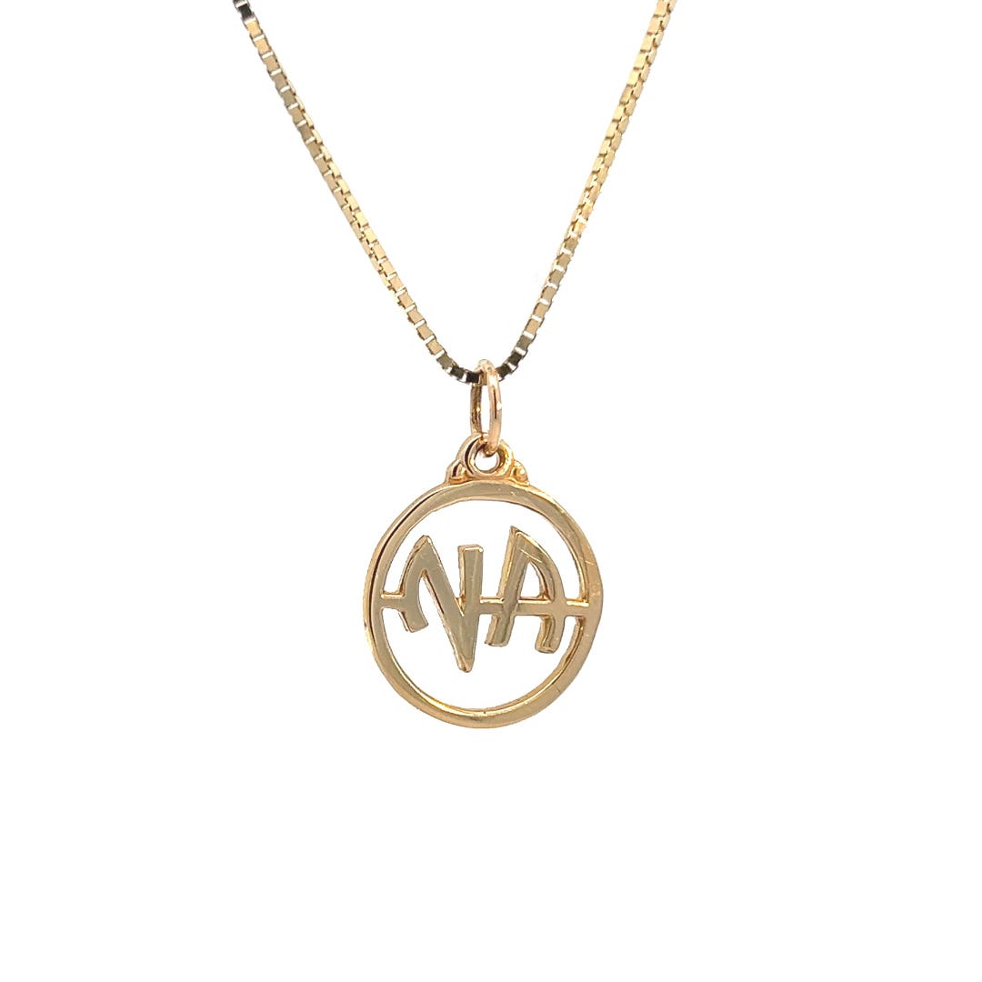 14K Gold Narcotics Anonymous Pendant: Recovery Gift, Clean Time Jewelry ...