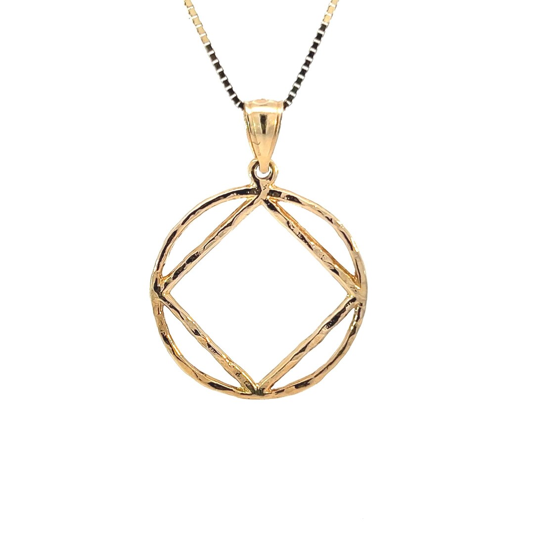 14K Gold Narcotics Anonymous Pendant: Hammered Wire Recovery Jewelry - Etsy