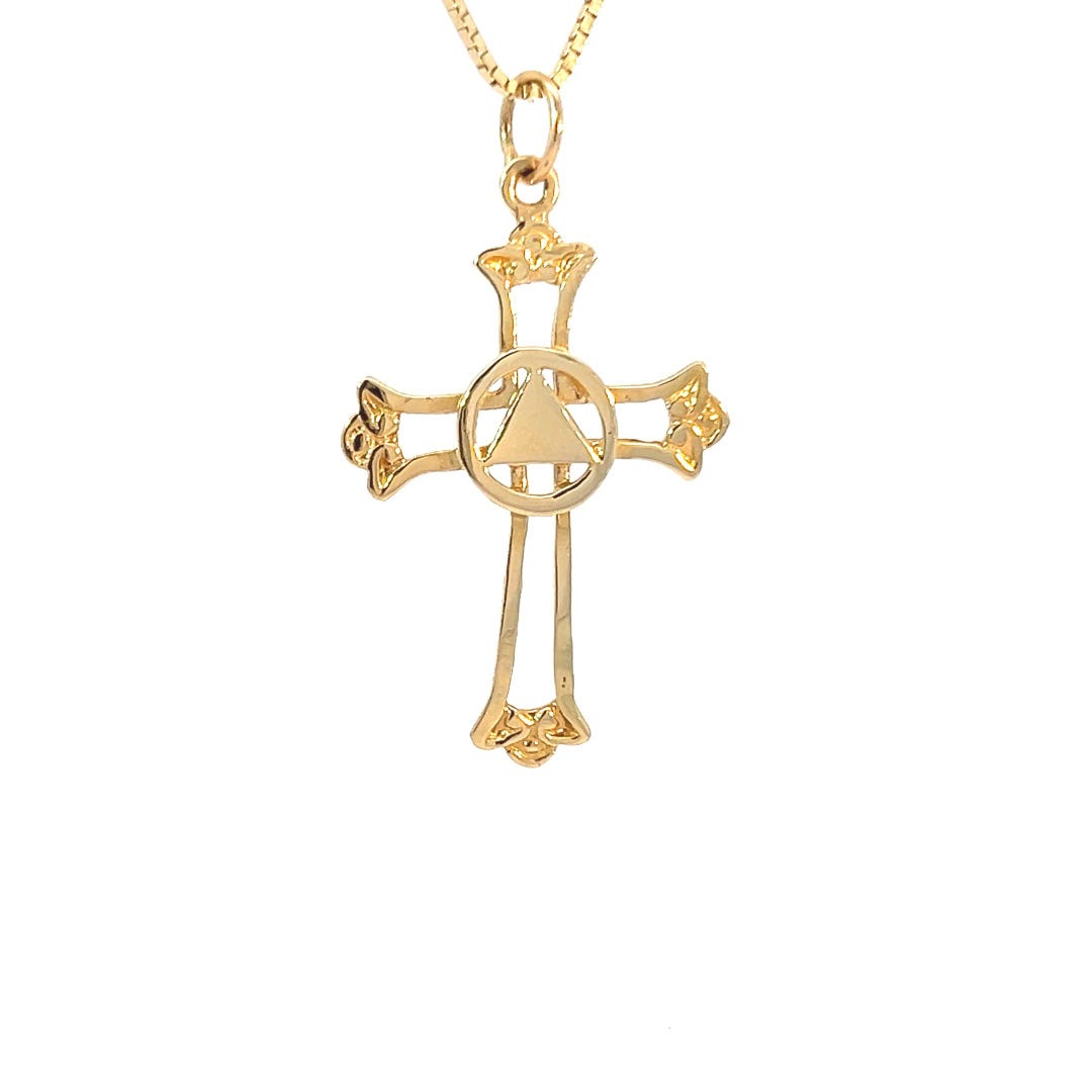 Alcoholics Anonymous 14k Gold Pendant, AA Symbol With Solid Triangle ...