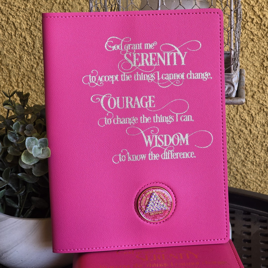 Pink AA Big Book Cover: Serenity Prayer, Recovery Gift With AA Chip ...
