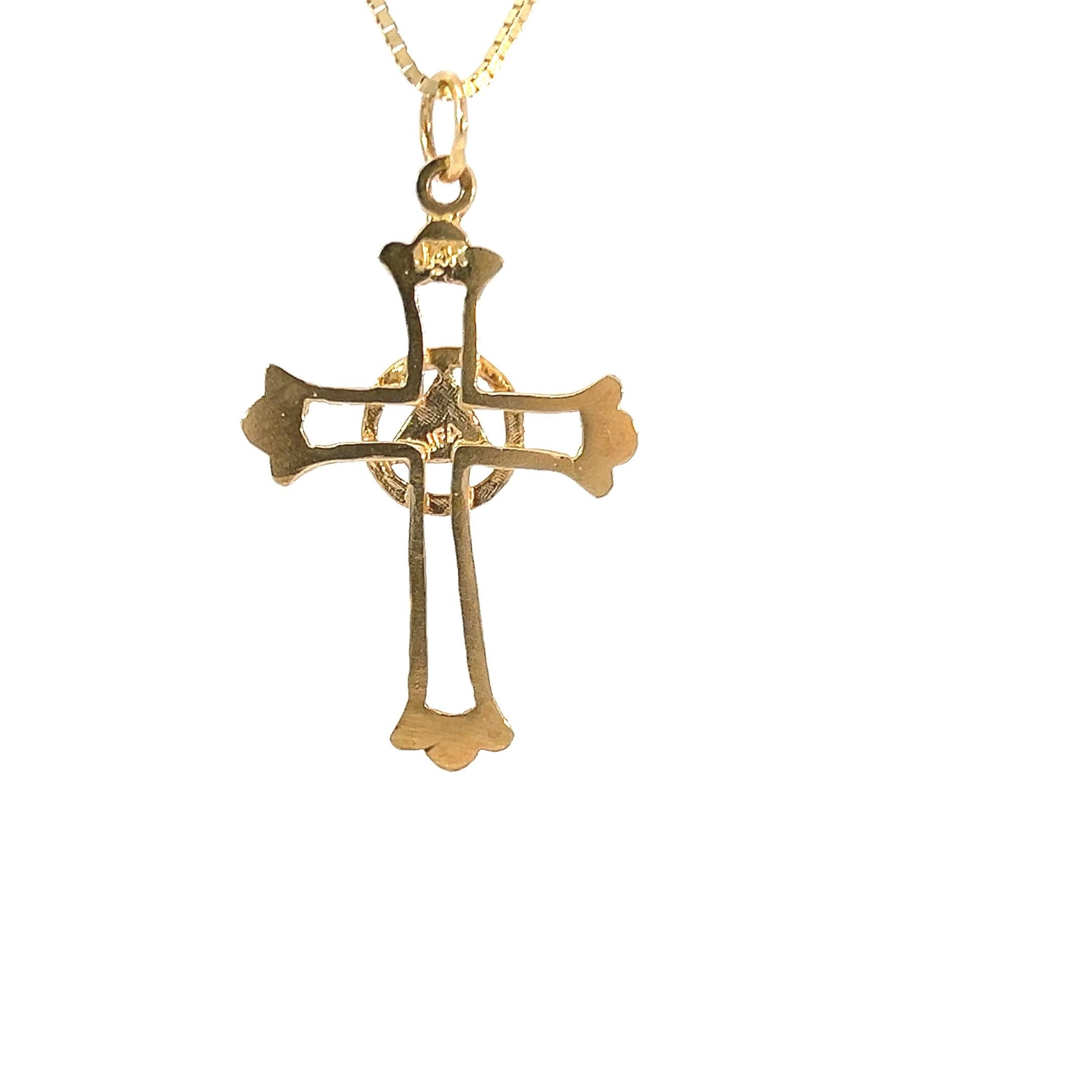 14K Gold AA Symbol Cross Pendant, Sobriety Gift - Etsy