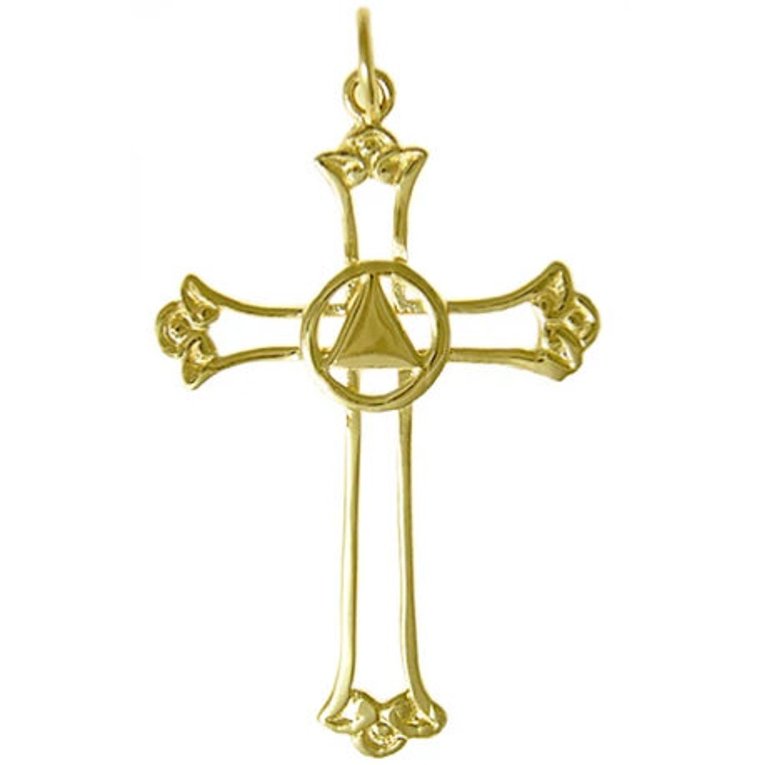 14k Gold Pendant, Alcoholics Anonymous AA Symbol With Solid Triangle ...