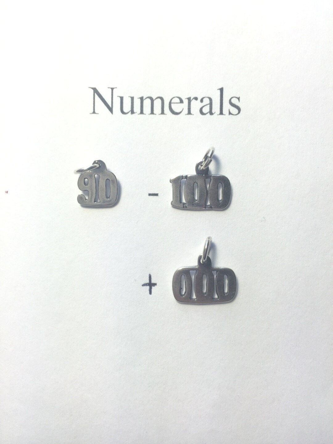 Sterling Silver Numbers Pendant 90-100 + 000 - Etsy