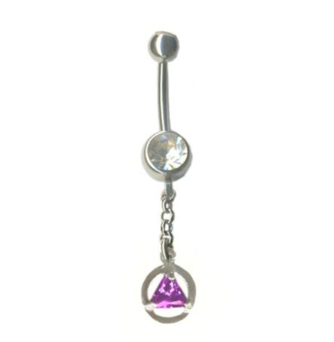 AA Sterling Silver Navel Ring: Triangle CZ Birthstone Body Jewelry - Etsy