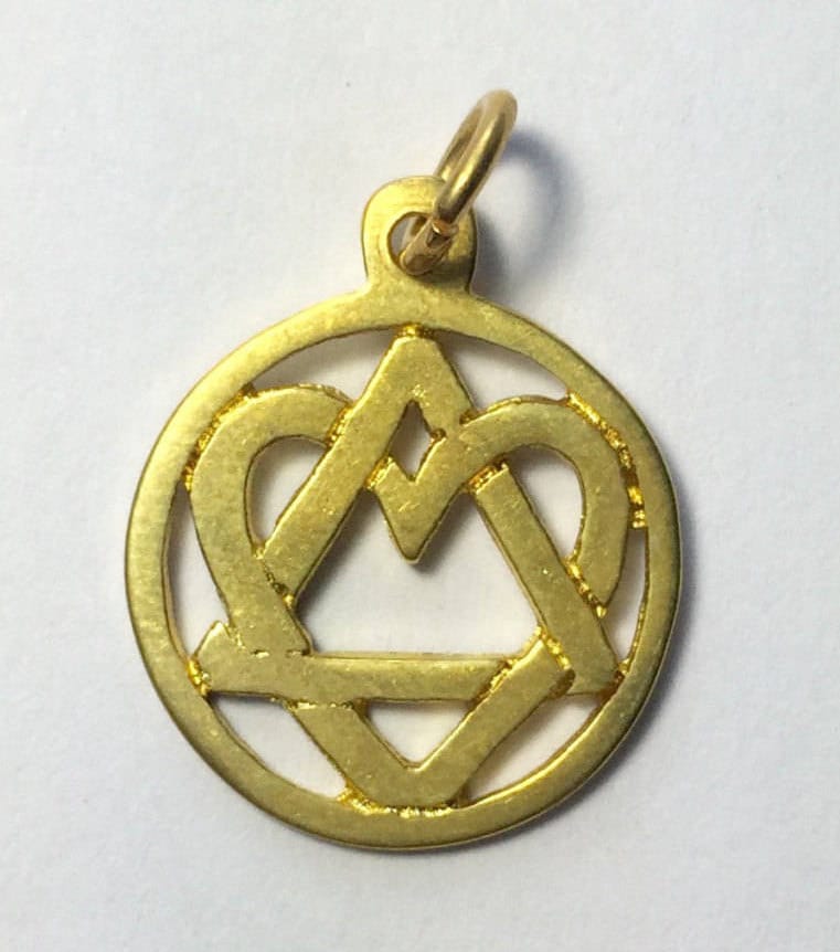 Alcoholics Anonymous Brass AA Symbol Pendant W/open Heart | Etsy