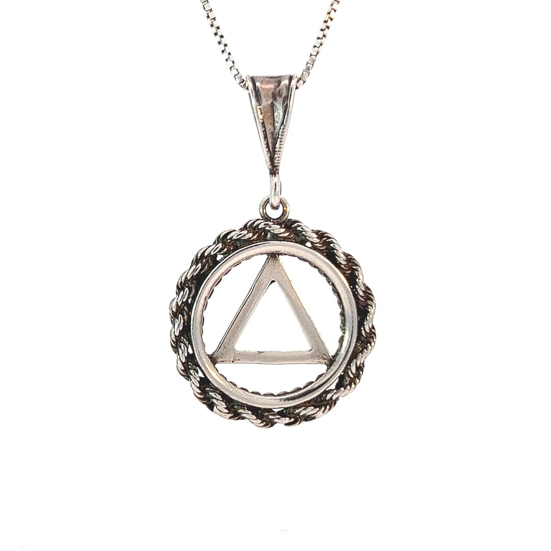 Recovery Gift,alcoholics Anonymous Sterling Silver, AA Symbol Pendant ...