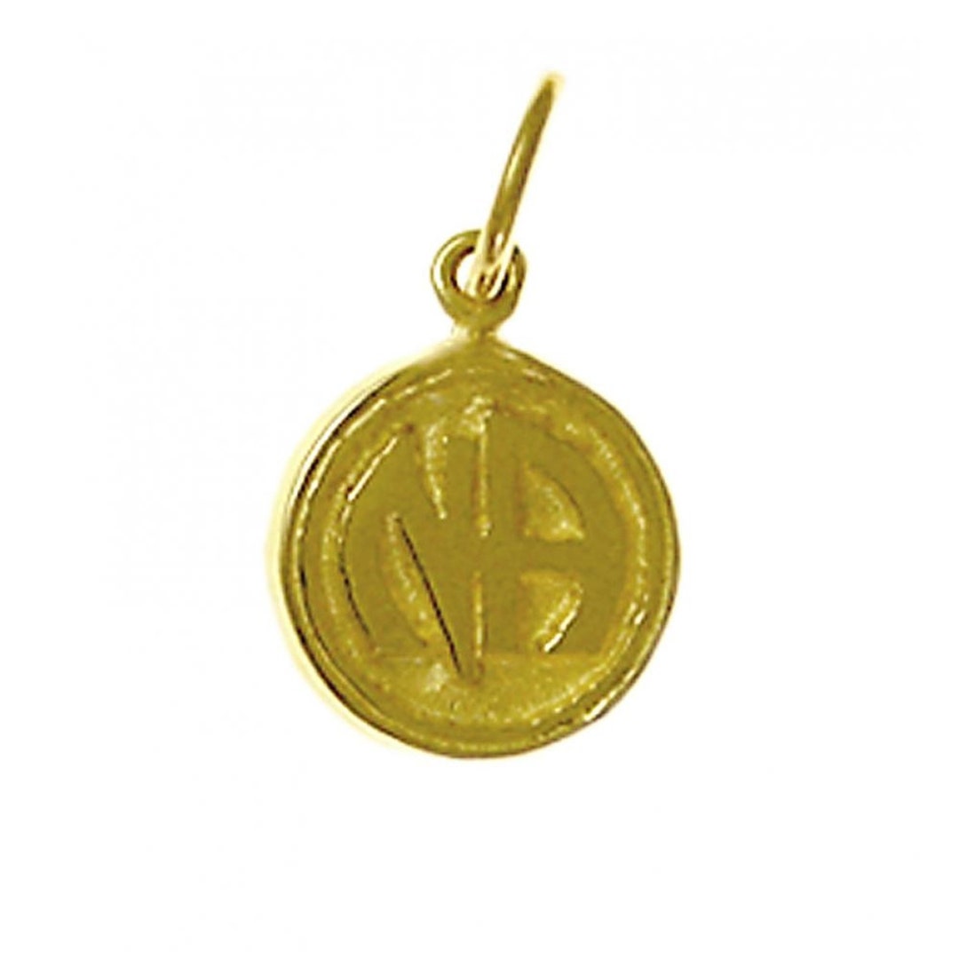 14k Gold Pendant, narcotics Anonymous NA Initials in Solid Textured ...
