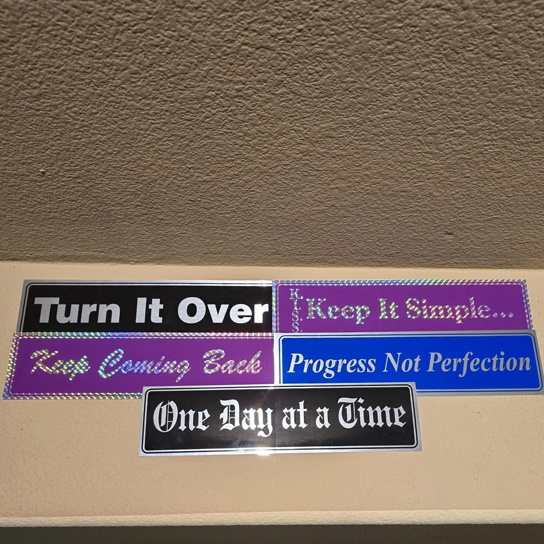 Alcoholics Anonymous Bumper Stickers With AA Slogans, Set of 5 - Etsy