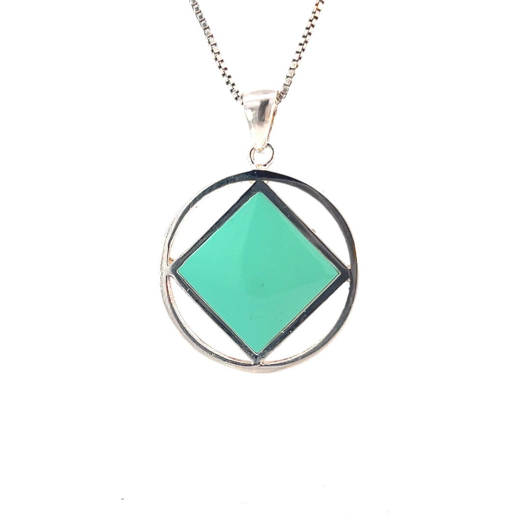 Narcotics Anonymous Sterling Silver Pendant, NA Symbol Square With ...