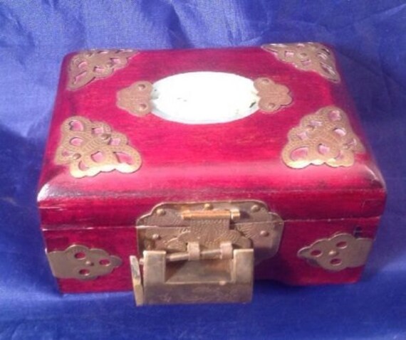 Vintage Chinese Ornate Jewelry Box Wooden with Brass … - Gem