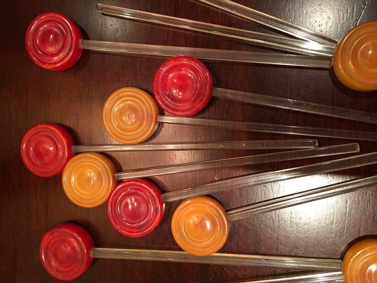Vintage Bakelite Lollipop Twizzle Stick Stirrers - Butterscoth & Cherry ...