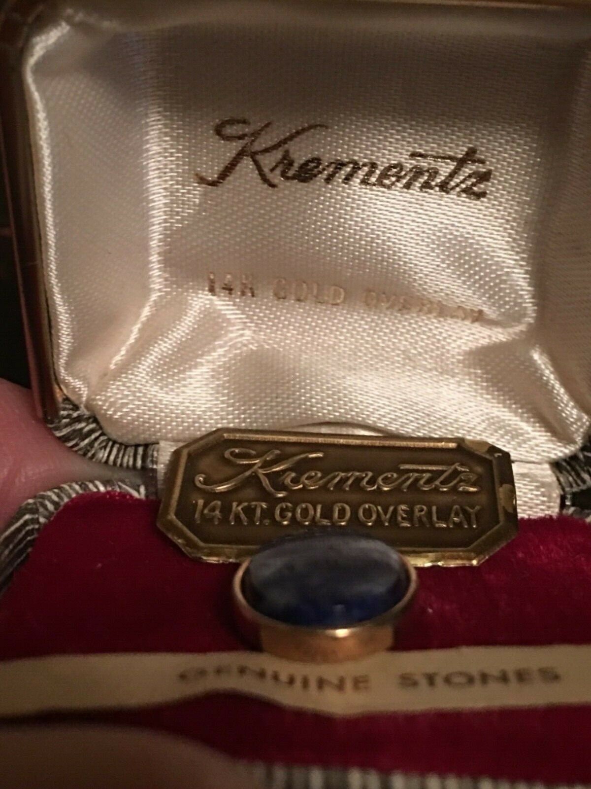 Vintage Krementz 14K Yellow Gold Overlay Blue Lapis Tie Tack Pin ...