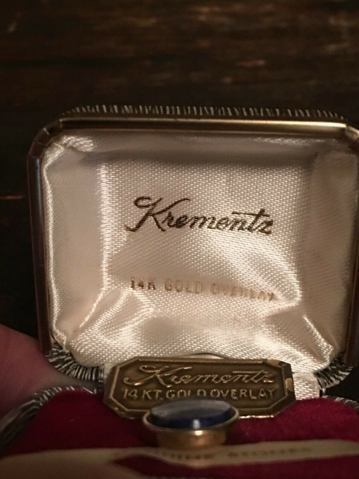 Vintage Krementz 14K Yellow Gold Overlay Blue Lapis Tie Tack Pin ...