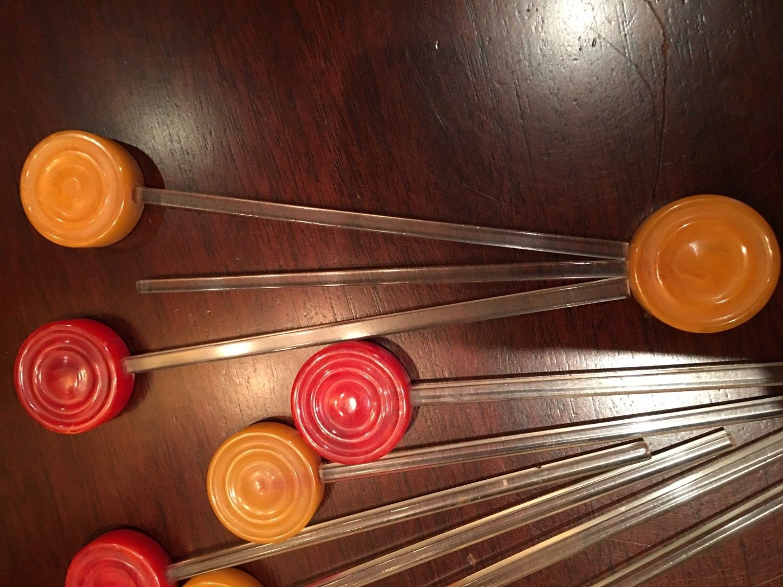 Vintage Bakelite Lollipop Twizzle Stick Stirrers - Butterscoth & Cherry ...
