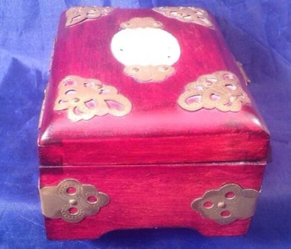 Vintage Chinese Ornate Jewelry Box Wooden with Brass … - Gem