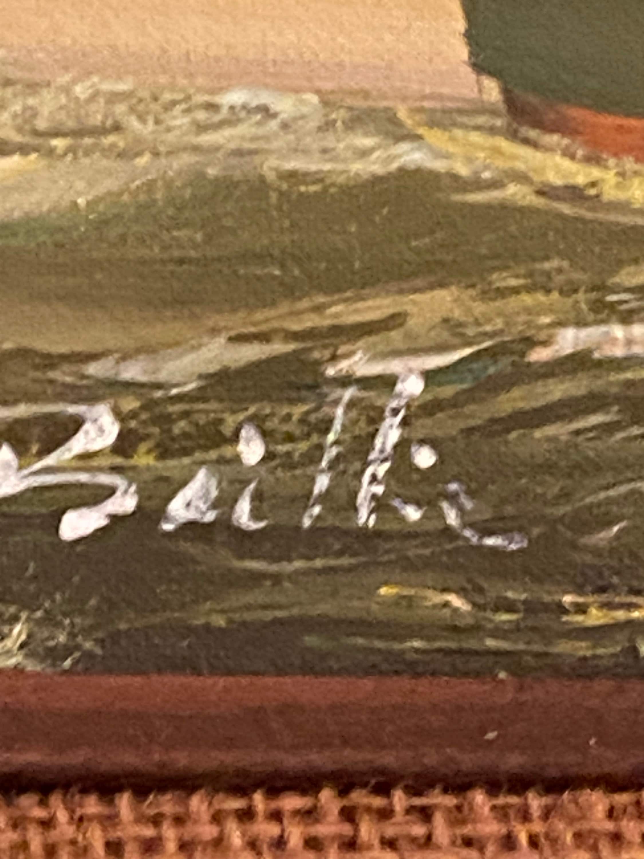 Vintage Painting of Schooner Tall Ship Maritime by Artist Baillie 1950s ...