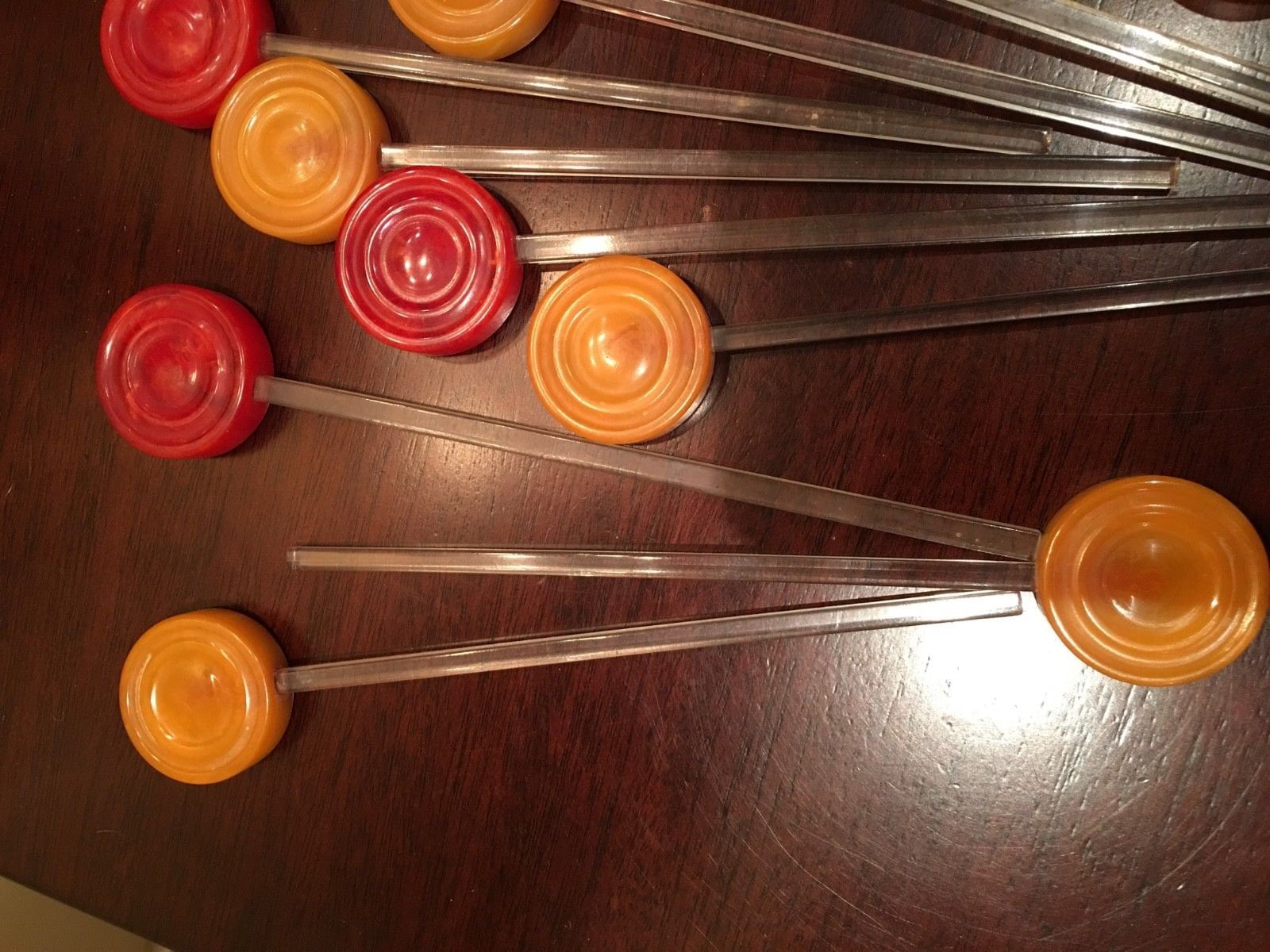 Vintage Bakelite Lollipop Twizzle Stick Stirrers - Butterscoth & Cherry ...