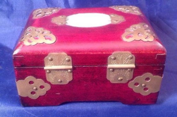 Vintage Chinese Ornate Jewelry Box Wooden with Brass … - Gem