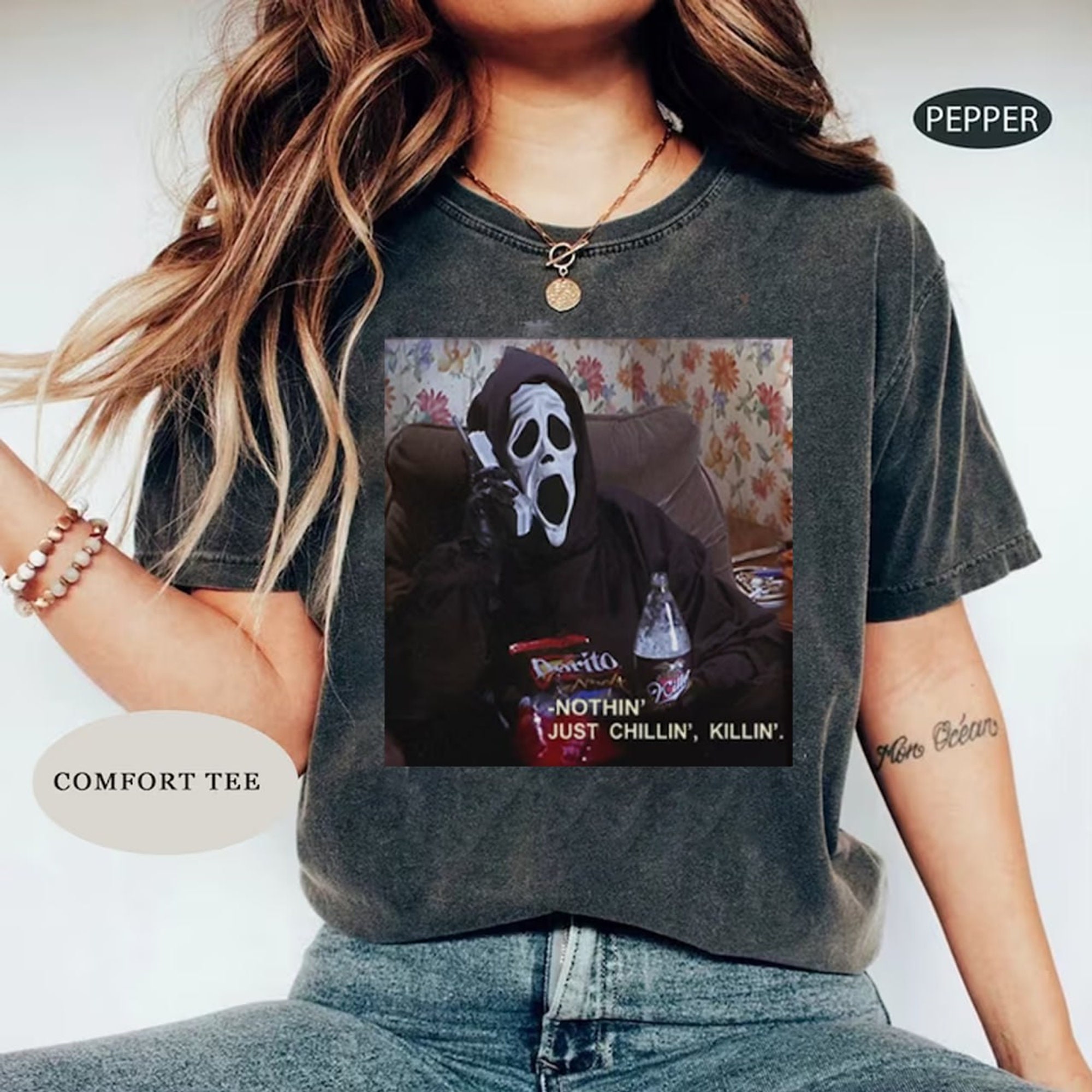 Nothing Just Chillin Killin Scream Ghost Watch Horror Movie Shirt ...