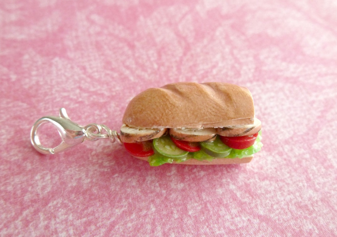 Charms Miniature Food Jewelry Submarine Sandwich Gifts for Her Polymer ...