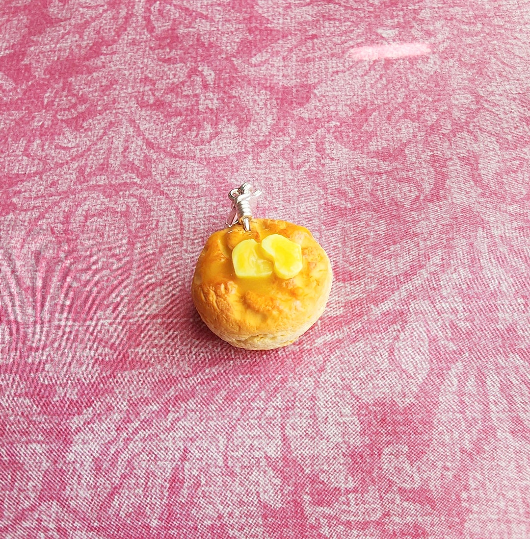 Biscuit With Butter Charm Miniature Food Jewelry Polymer Clay Jewelry ...