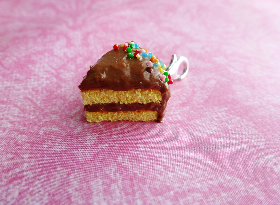 Birthday Cake Charm, Miniature Food Jewelry, Polymer Clay Charms ...