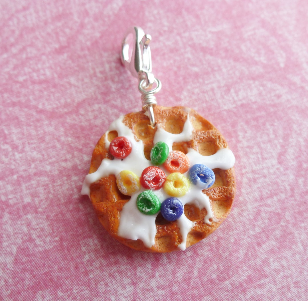 Handmade Polymer Clay Waffle Charm: Cereal Topping, Miniature Food ...