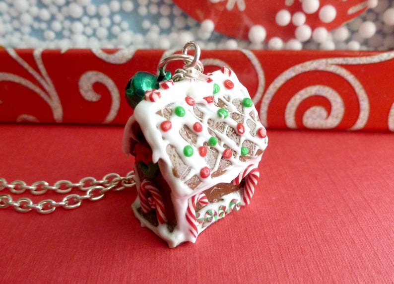 Christmas Gingerbread House Necklace Miniature Food Jewelry - Etsy