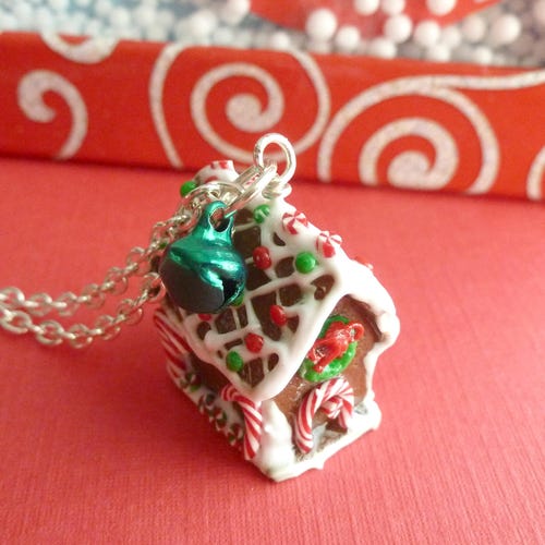 Christmas Gingerbread House Necklace Miniature Food Jewelry - Etsy