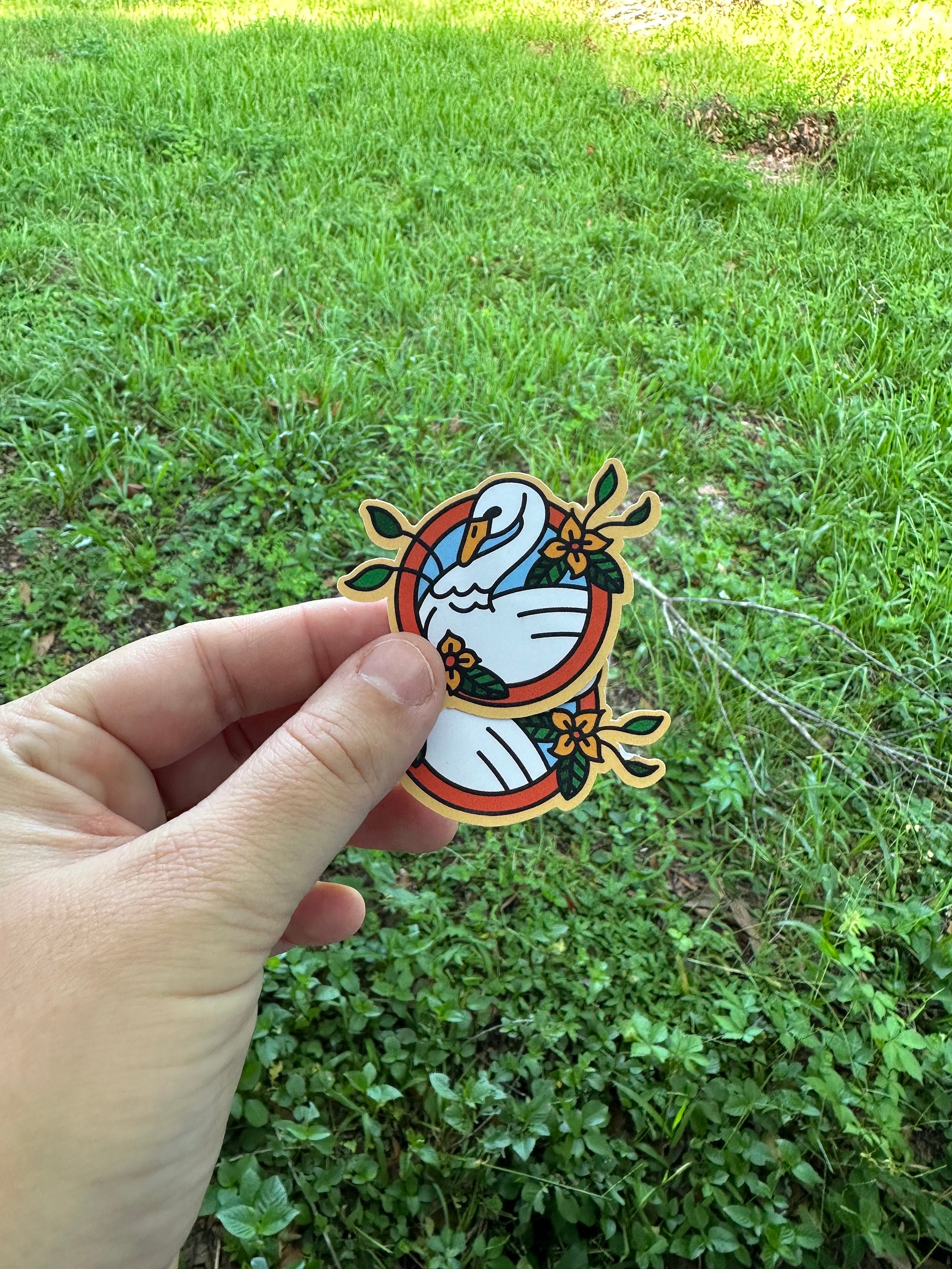 Swan Sticker, Swan Decal, Floral Swan Sticker, Bird Sticker, Swan ...