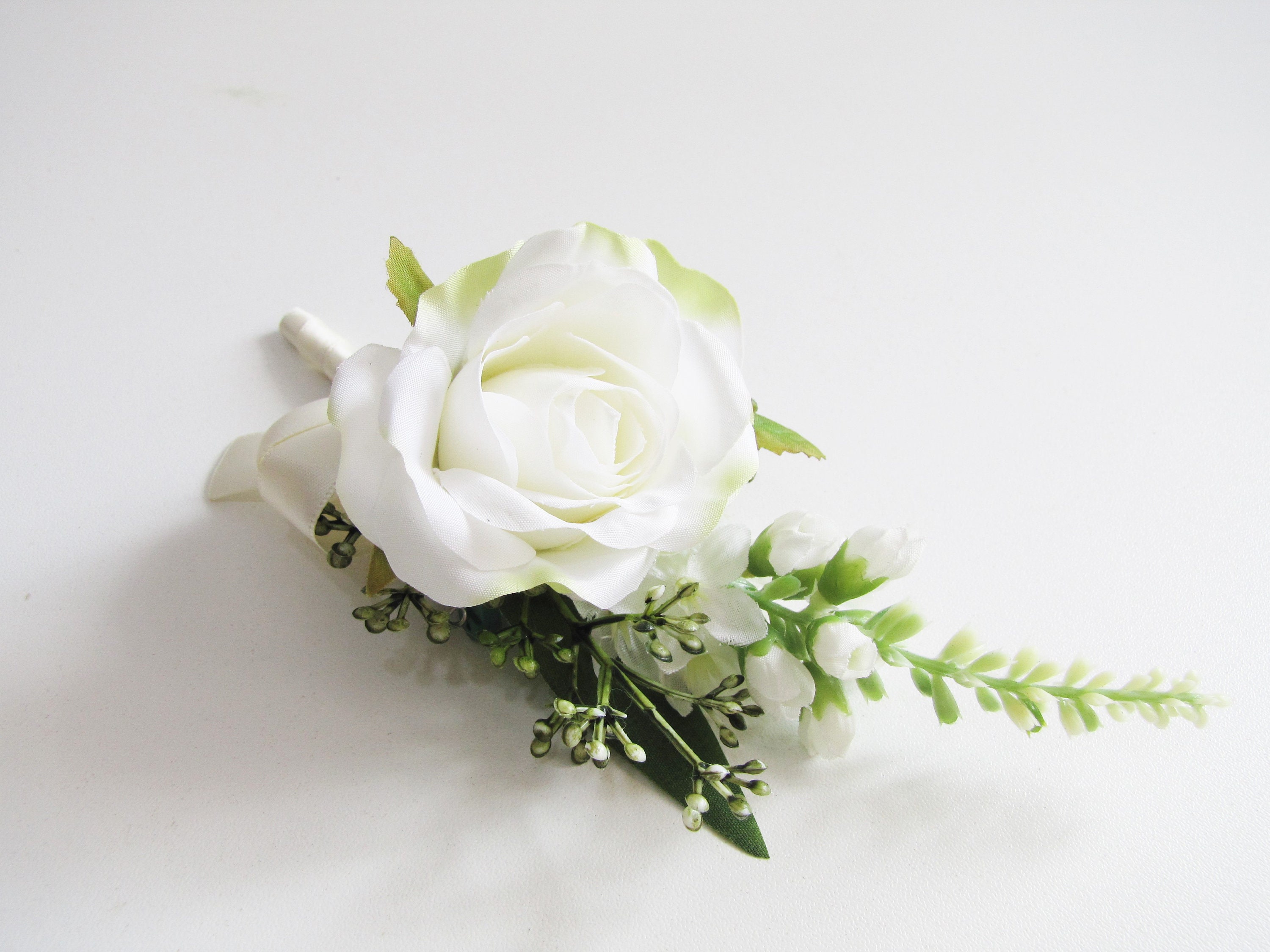 White Rose Corsage White Rose Boutonnieres Rose Corsage - Etsy