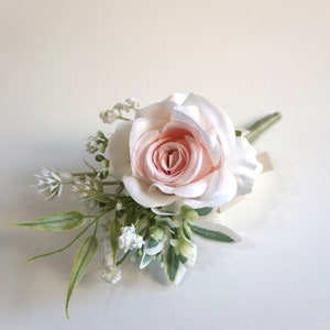 Light Blush Corsage, Blush Buttonhole, Blush Rose Boutonniere, Blush ...
