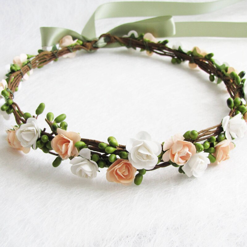 Peach Flower Crown - Etsy