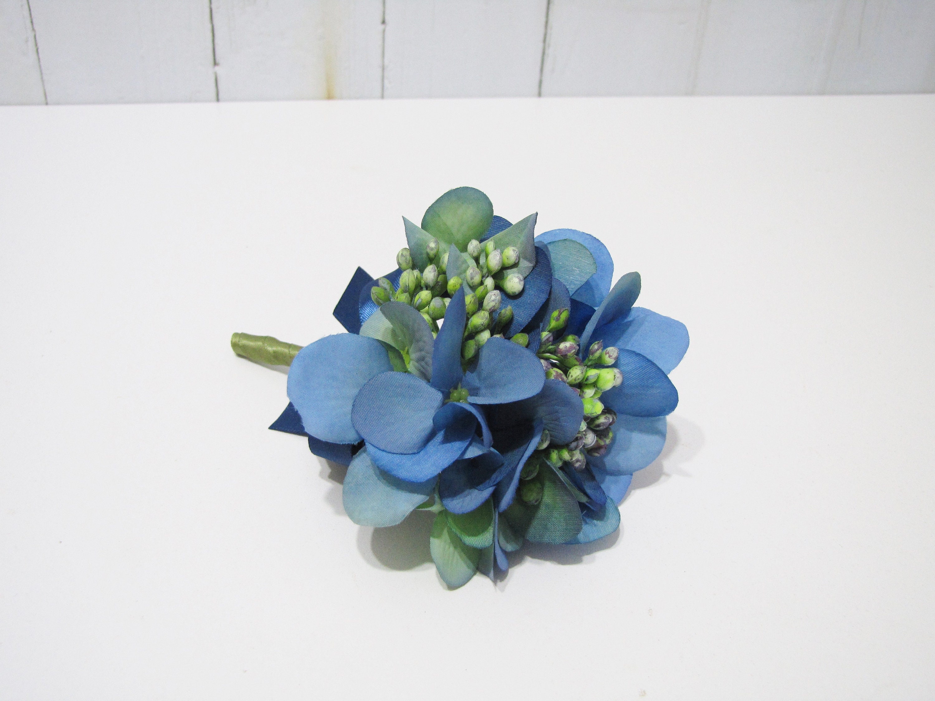 Blue Hydrangea Corsage, Blue Flower Boutonnieres, Hydrangea Corsage ...