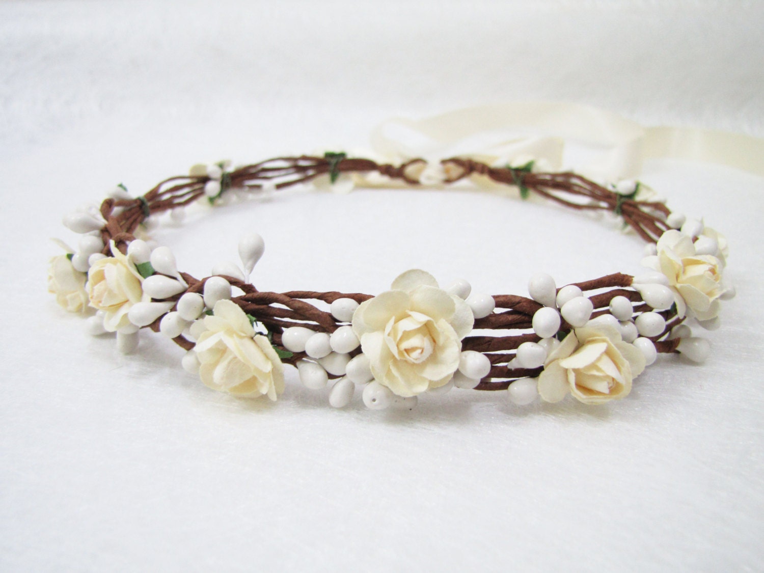 Wedding Floral Crown Ivory Flower Headband Floral Head | Etsy