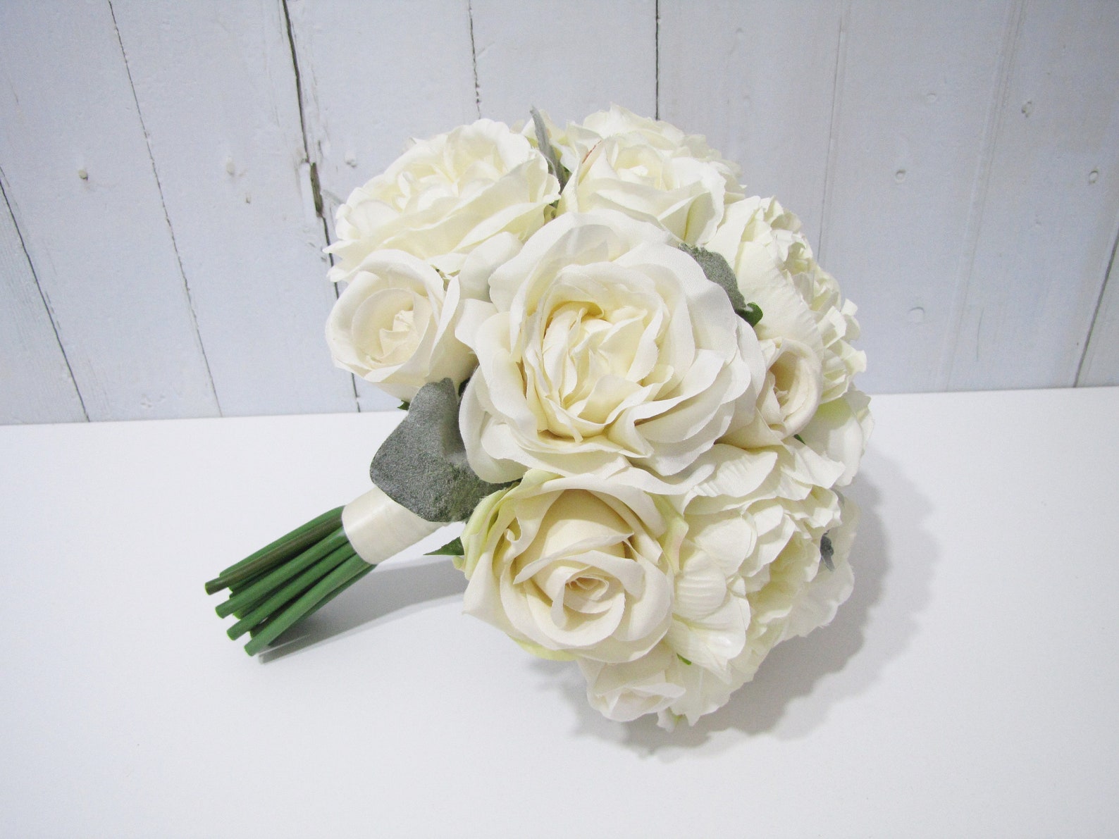 Ivory Roses Bridal Bouquet Bridesmaid Bouquet Ivory Flower - Etsy