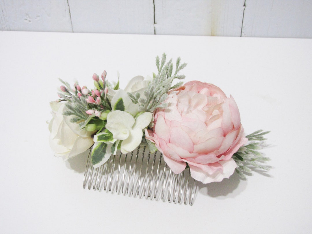 Blush Flower Hair Comb, Bridal Hair Comb, Wedding Headpiece, Wedding ...